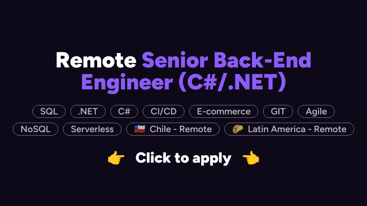 Remote Senior Back-End Engineer (C#/.NET) at Apply Digital Remote Senior Back-End Engineer (C#/.NET) at Apply Digital