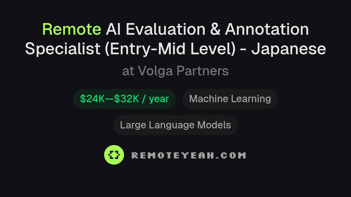 Remote AI Evaluation & Annotation Specialist (Entry-Mid Level ...
