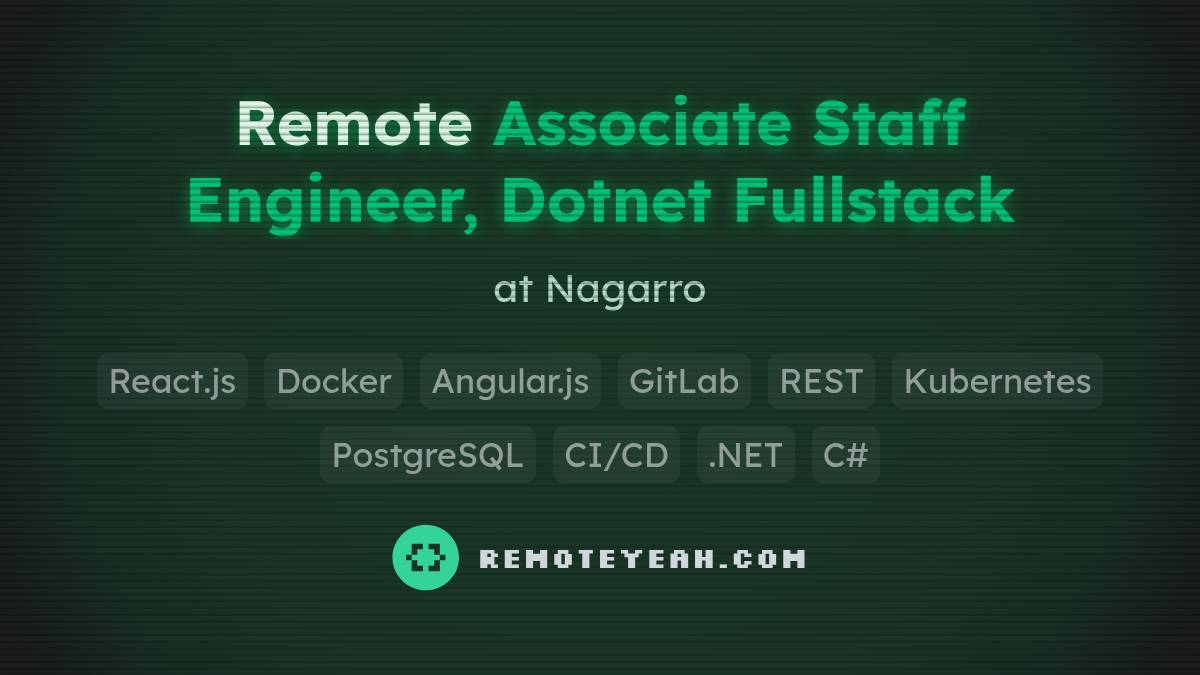 Remote Associate Staff Engineer, Dotnet Fullstack at Nagarro