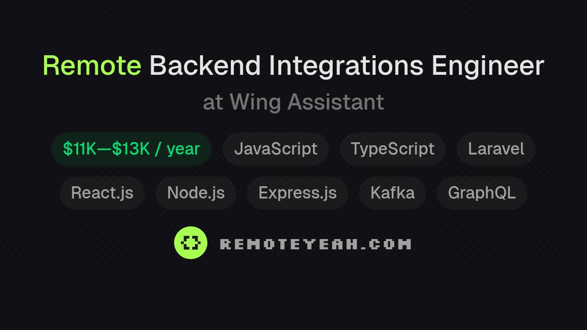Remote Backend Integrations Engineer at Wing Assistant