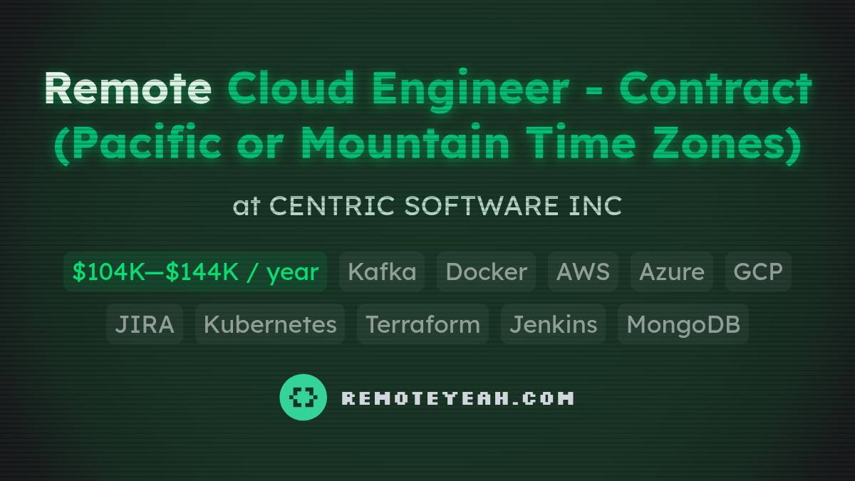 Remote Cloud Engineer - Contract (Pacific or Mountain Time Zones) at ...