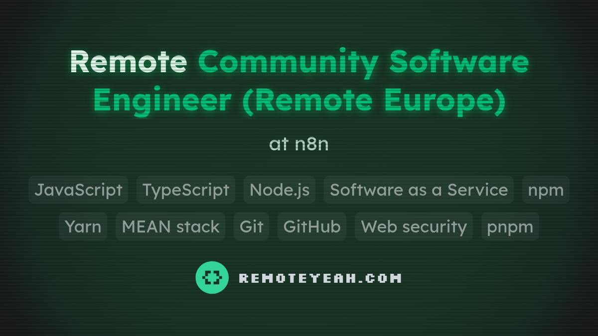 Remote Community Software Engineer (Remote Europe) at n8n