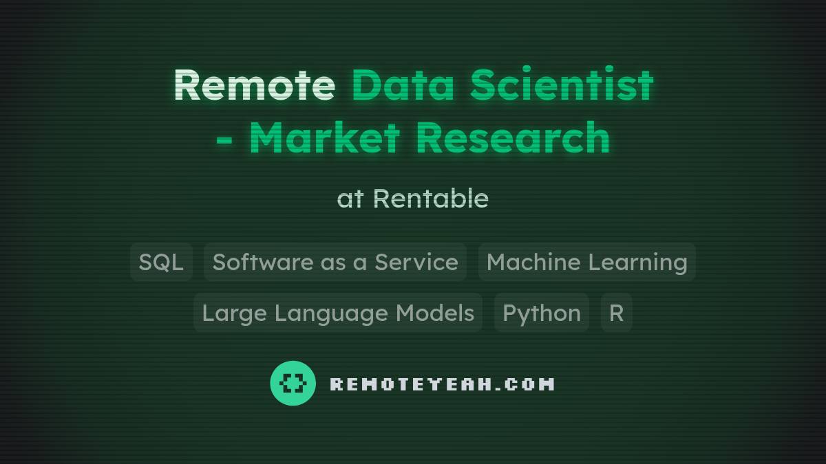 Remote Data Scientist - Market Research at Rentable