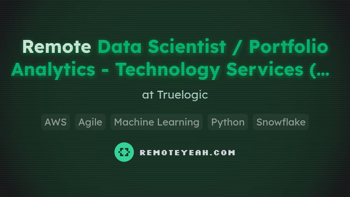 Remote Data Scientist / Portfolio Analytics - Technology Services (AI ...