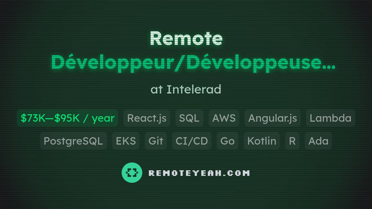 Remote Développeur/Développeuse Logiciel Cloud Senior (Kotlin) at Intelerad