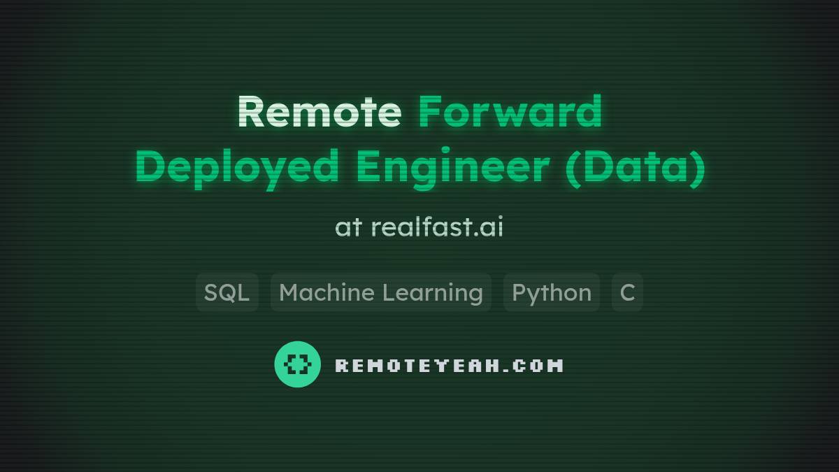 Remote Forward Deployed Engineer (Data) at realfast.ai