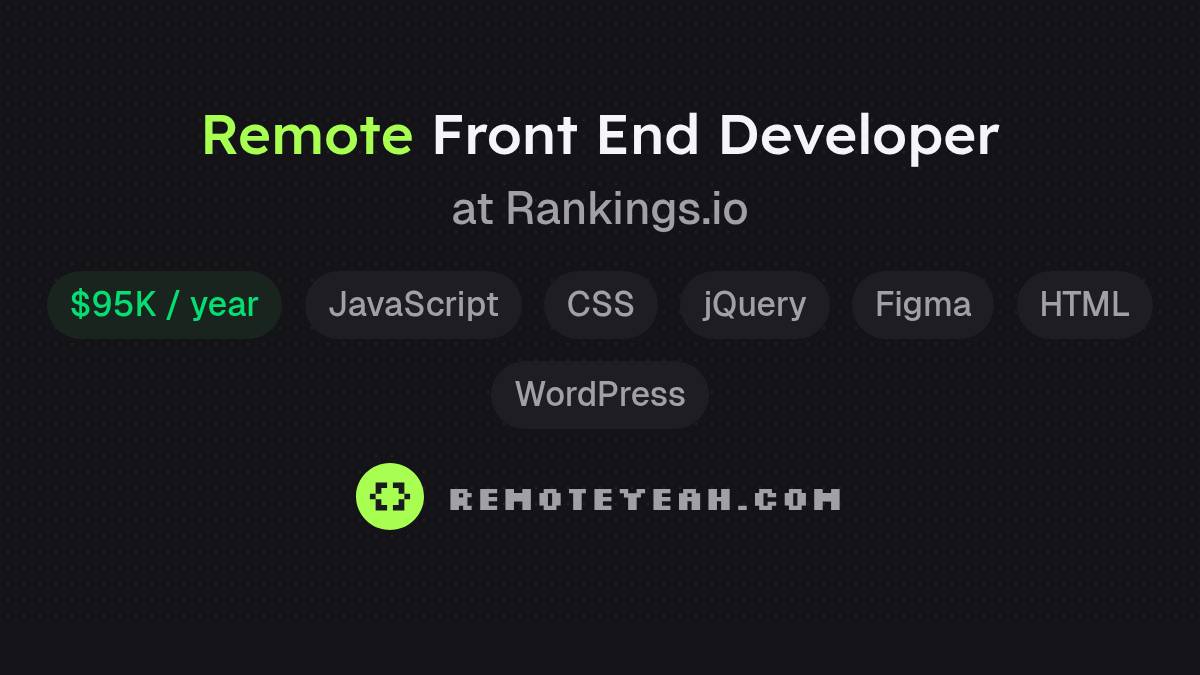 Remote Front End Developer at Rankings.io