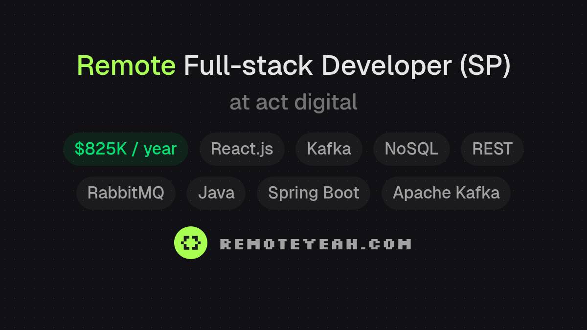 Remote Full-stack Developer (SP) at act digital