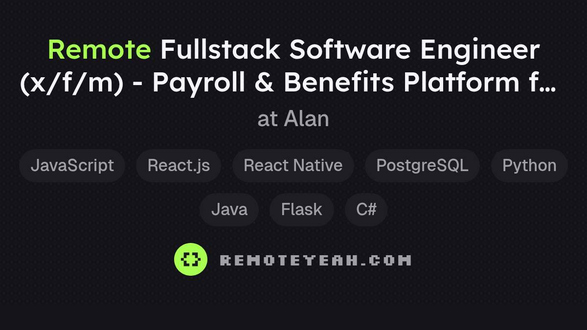 Remote Fullstack Software Engineer (x/f/m) - Payroll & Benefits ...