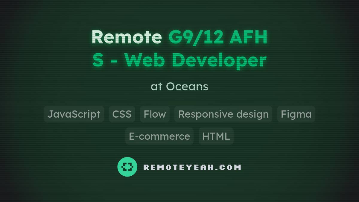 Remote G9/12 AFH S - Web Developer at Oceans