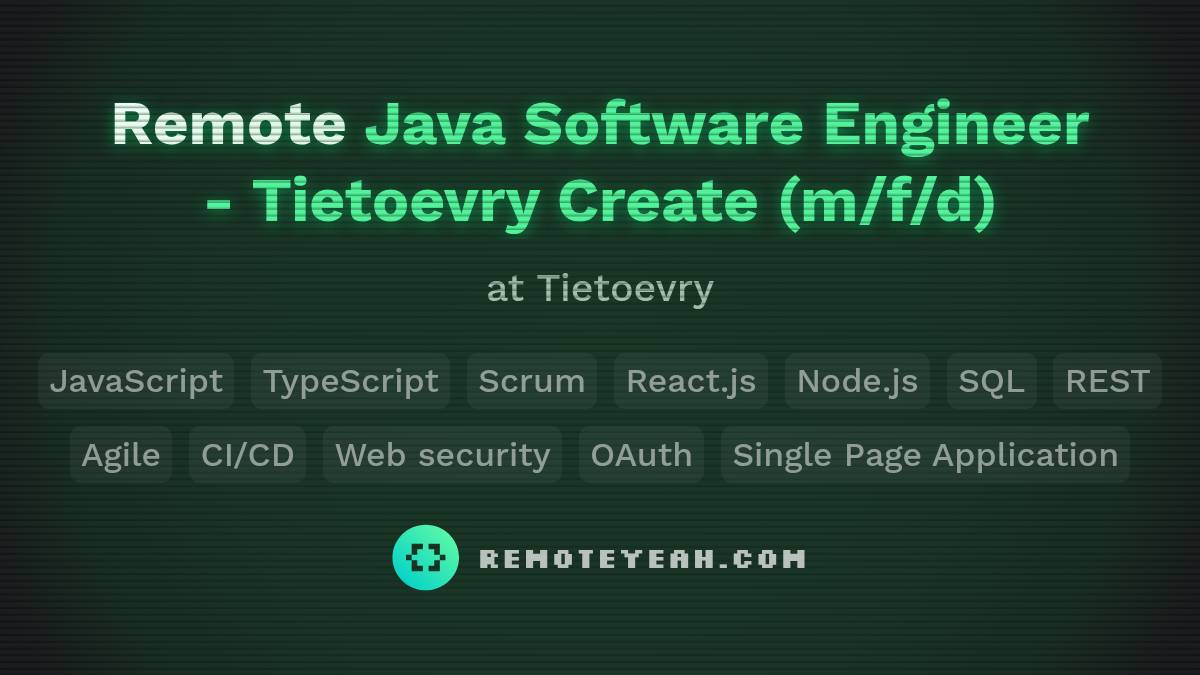 Remote Java Software Engineer - Tietoevry Create (m/f/d) at Tietoevry