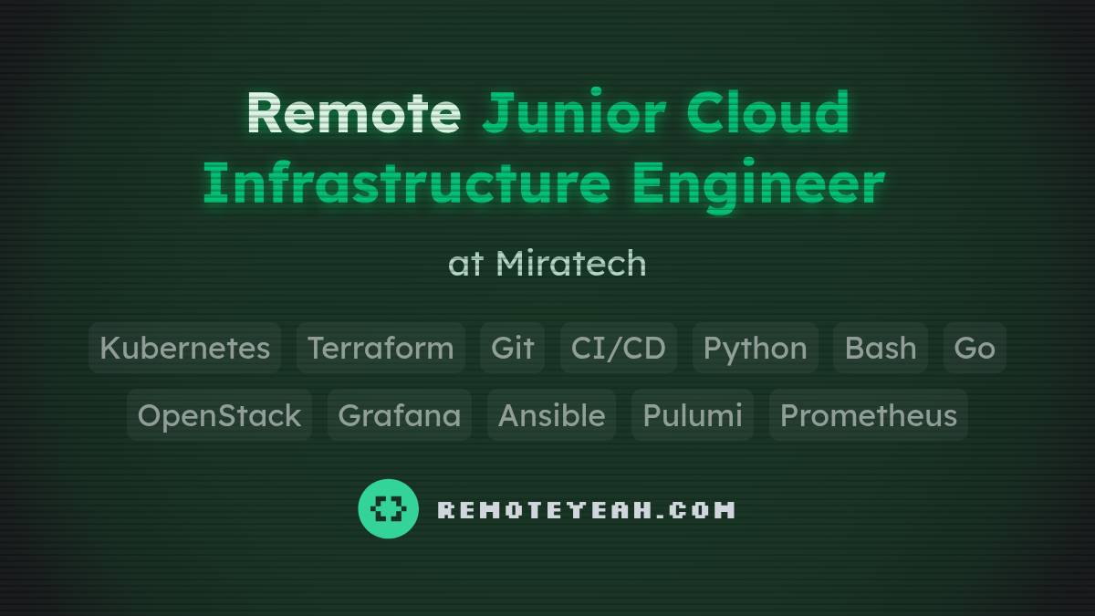 Remote Junior Cloud Infrastructure Engineer at Miratech