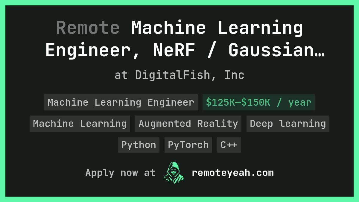 Remote Machine Learning Engineer, NeRF / Gaussian Splatting at ...