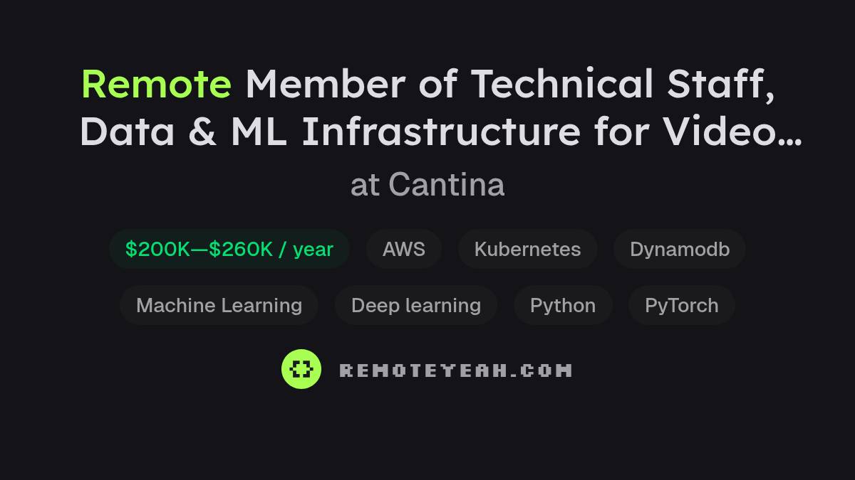 Remote Member of Technical Staff, Data & ML Infrastructure for Video ...