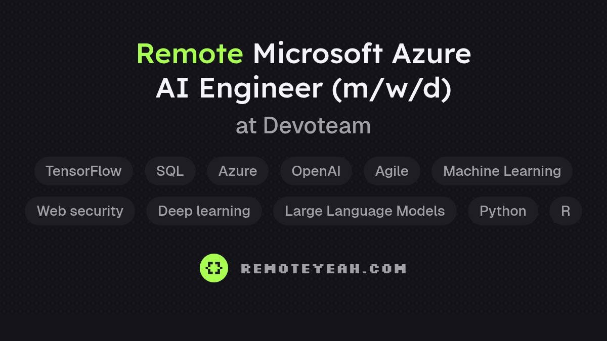 Remote Microsoft Azure AI Engineer (m/w/d) at Devoteam