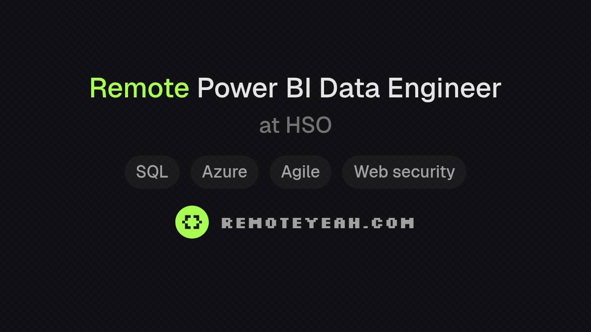 Remote Power BI Data Engineer at HSO