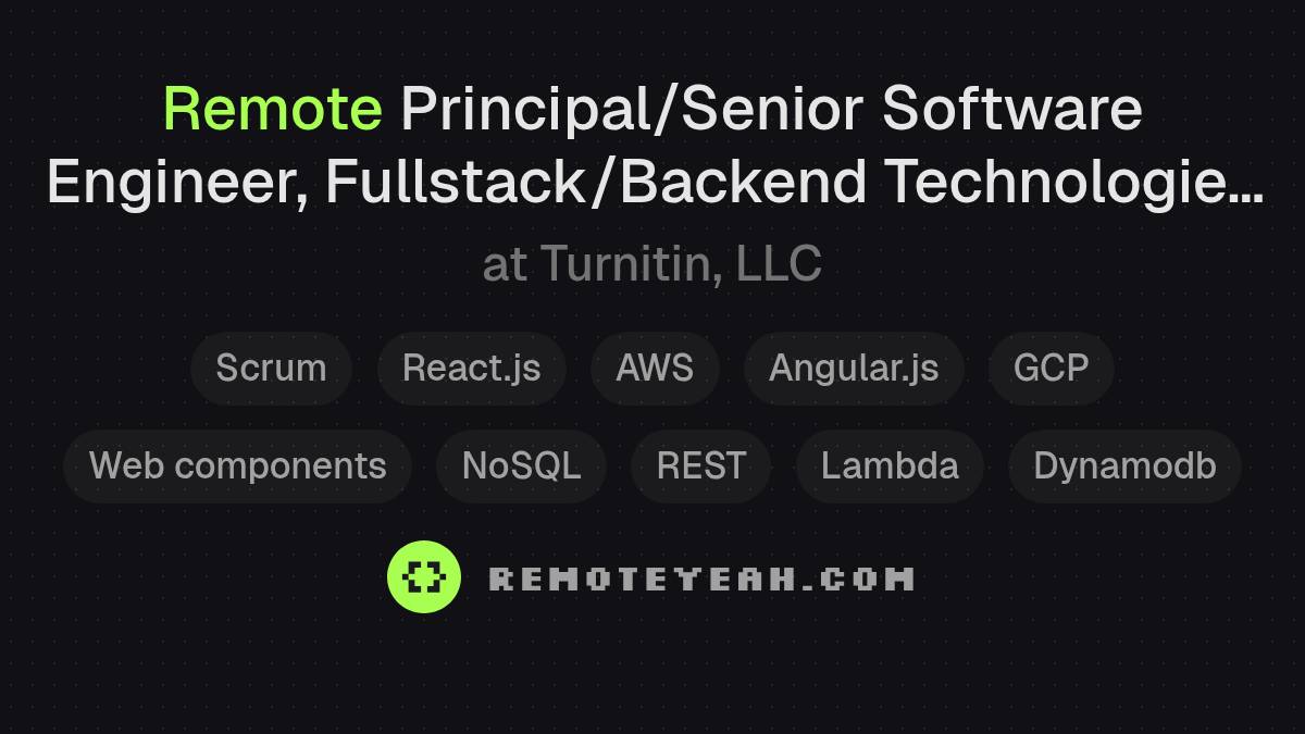 Remote Principal/Senior Software Engineer, Fullstack/Backend Technologies (Poland Remote) at ...