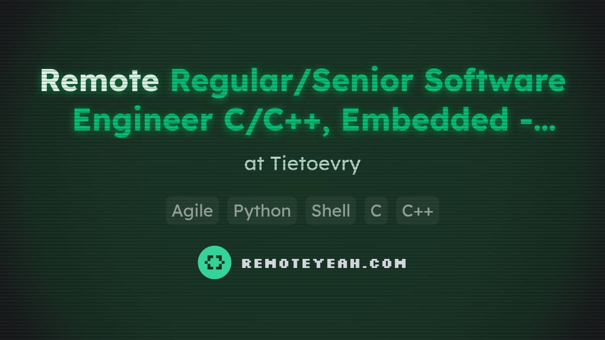 Remote Regular/Senior Software Engineer C/C++, Embedded - Tietoevry Create (m/f/d) at Tietoevry