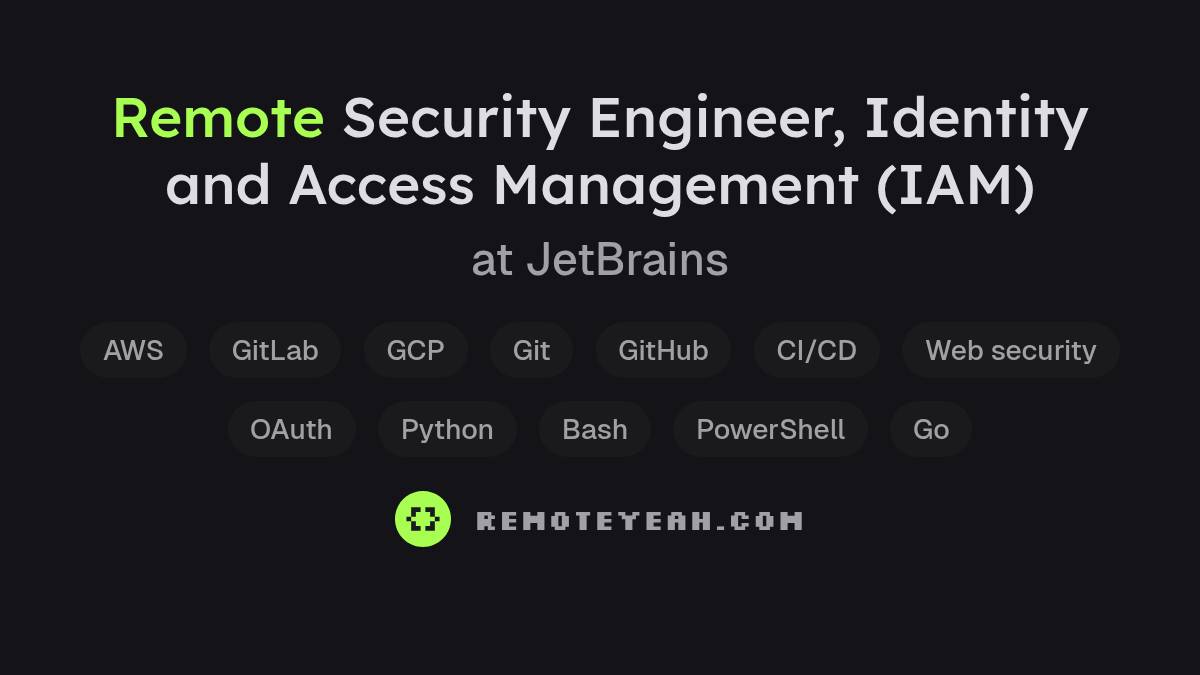 Remote Security Engineer, Identity and Access Management (IAM) at JetBrains