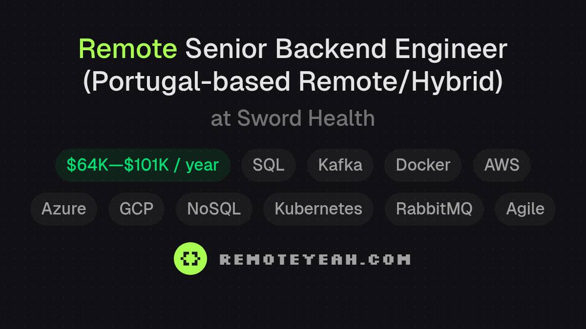 Remote Senior Backend Engineer (Portugal-based Remote/Hybrid) at Sword Health