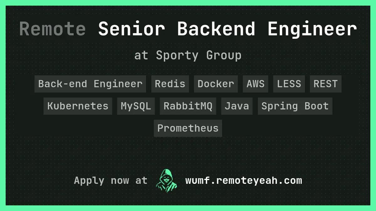 Remote Senior Backend Engineer at Sporty Group