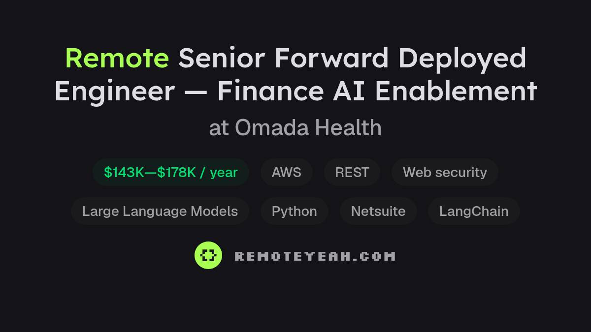 Remote Senior Forward Deployed Engineer — Finance AI Enablement at ...