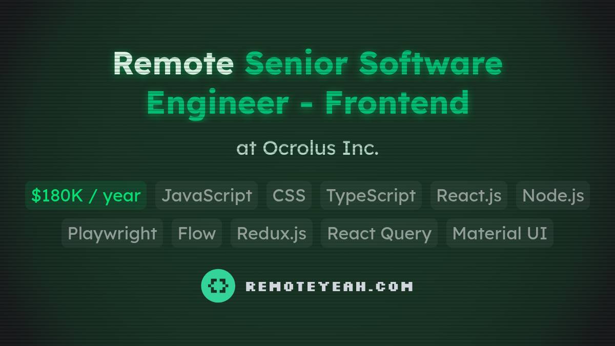 Remote Senior Software Engineer - Frontend at Ocrolus Inc.