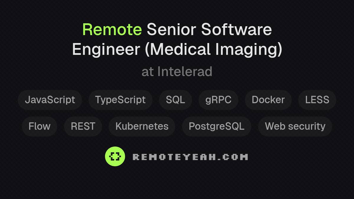 Remote Senior Software Engineer (Medical Imaging) at Intelerad