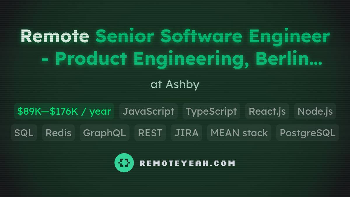 Remote Senior Software Engineer - Product Engineering, Berlin (m/f/d ...