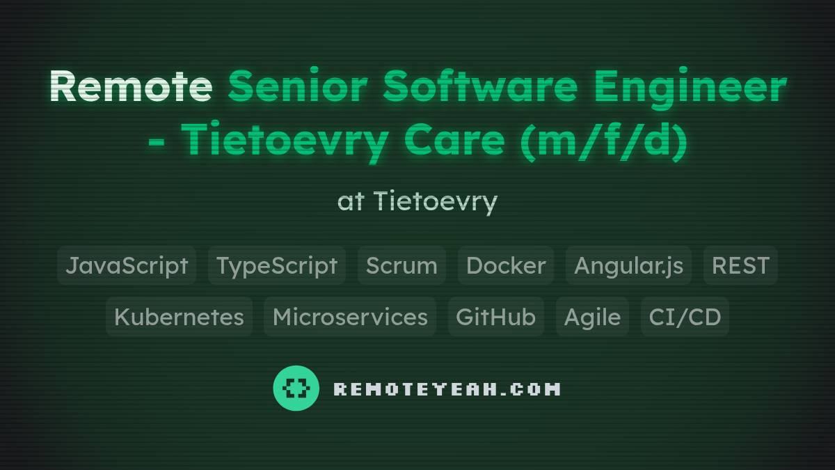 Remote Senior Software Engineer - Tietoevry Care (m/f/d) at Tietoevry