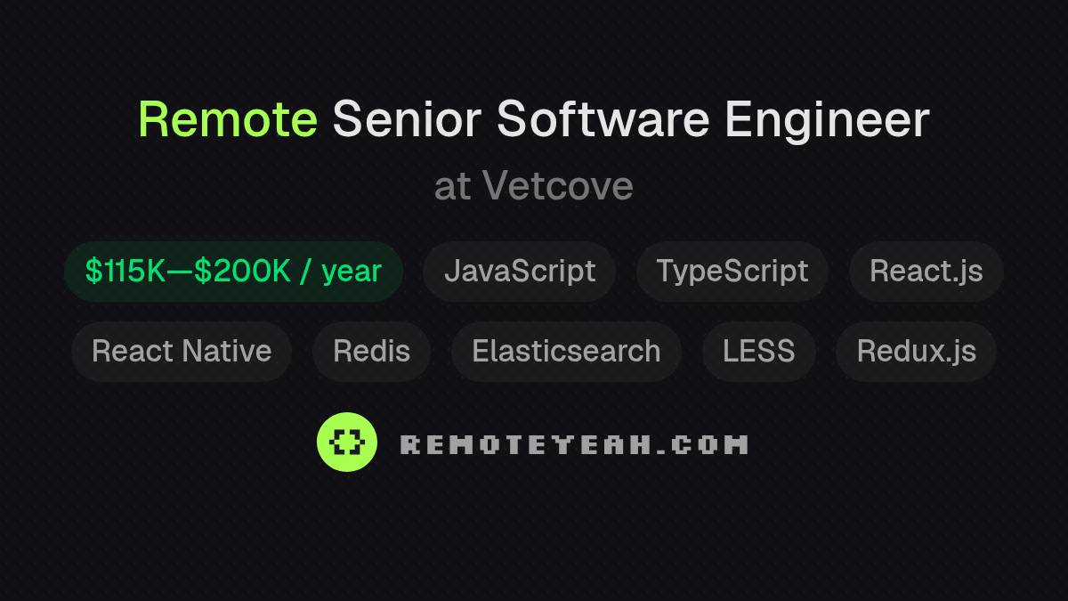 Remote Senior Software Engineer at Vetcove
