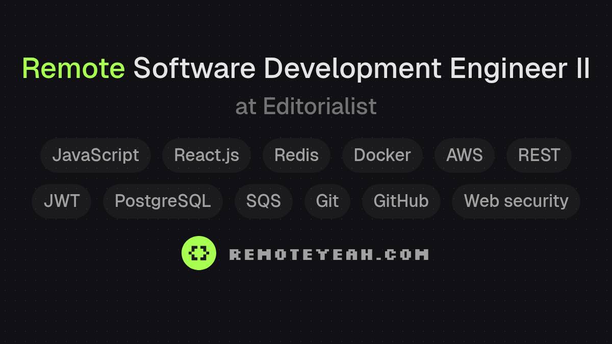 Remote Software Development Engineer II at Editorialist