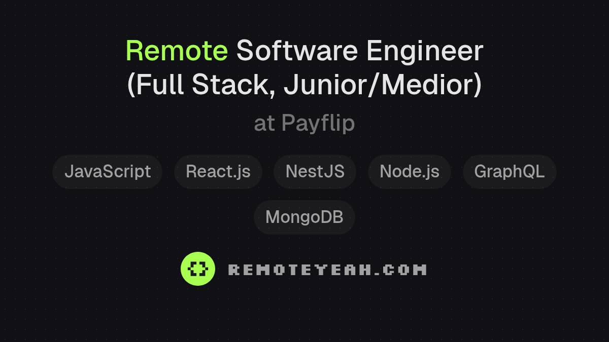 Remote Software Engineer (Full Stack, Junior/Medior) at Payflip