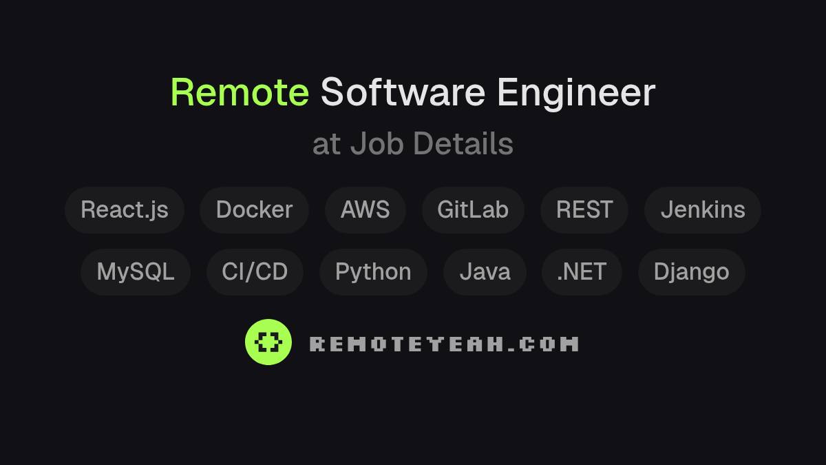 Remote Software Engineer at Job Details