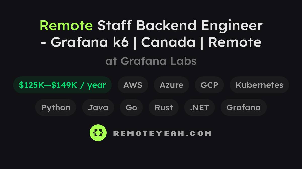 Remote Staff Backend Engineer - Grafana k6 | Canada | Remote at Grafana Labs