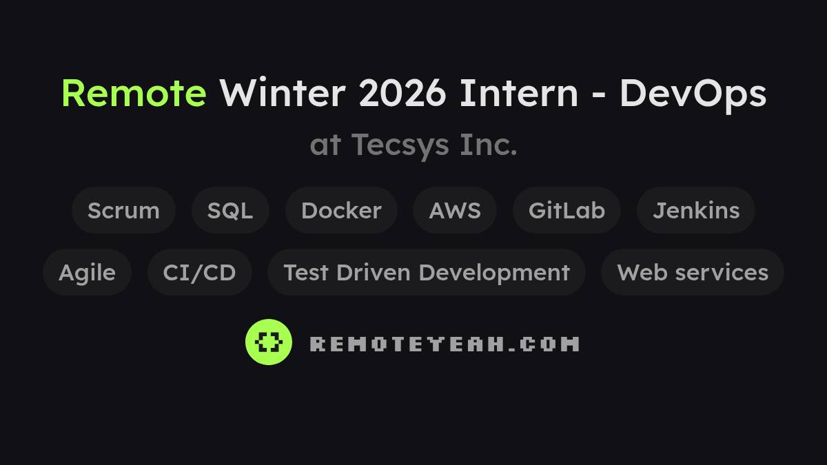 Remote Winter 2026 Intern - DevOps at Tecsys Inc.